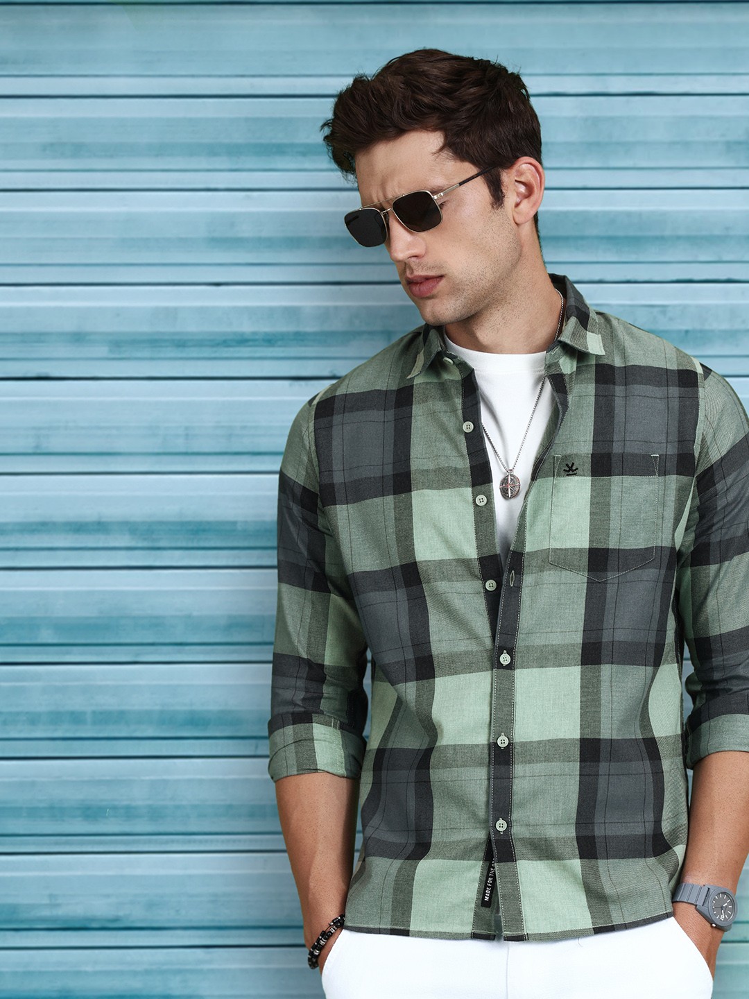 Buy Wrogn Men Pure Cotton Slim Fit Tartan Checked Casual Shirt Shirts