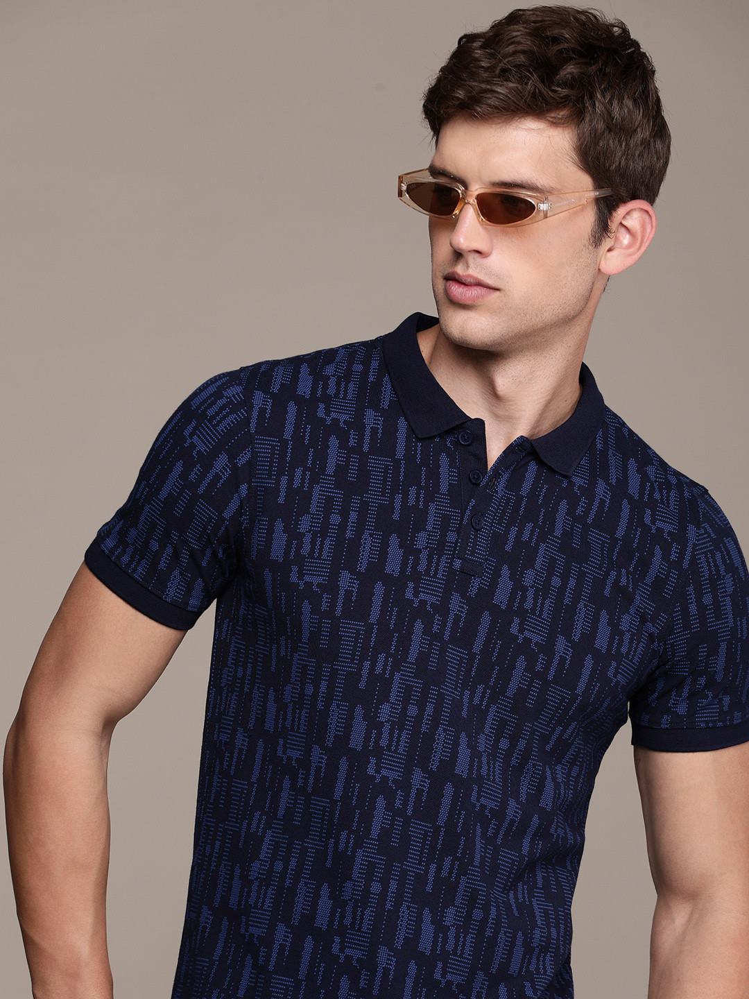 Buy WROGN Abstract Printed Polo Collar Slim Fit T Shirt - Tshirts for ...