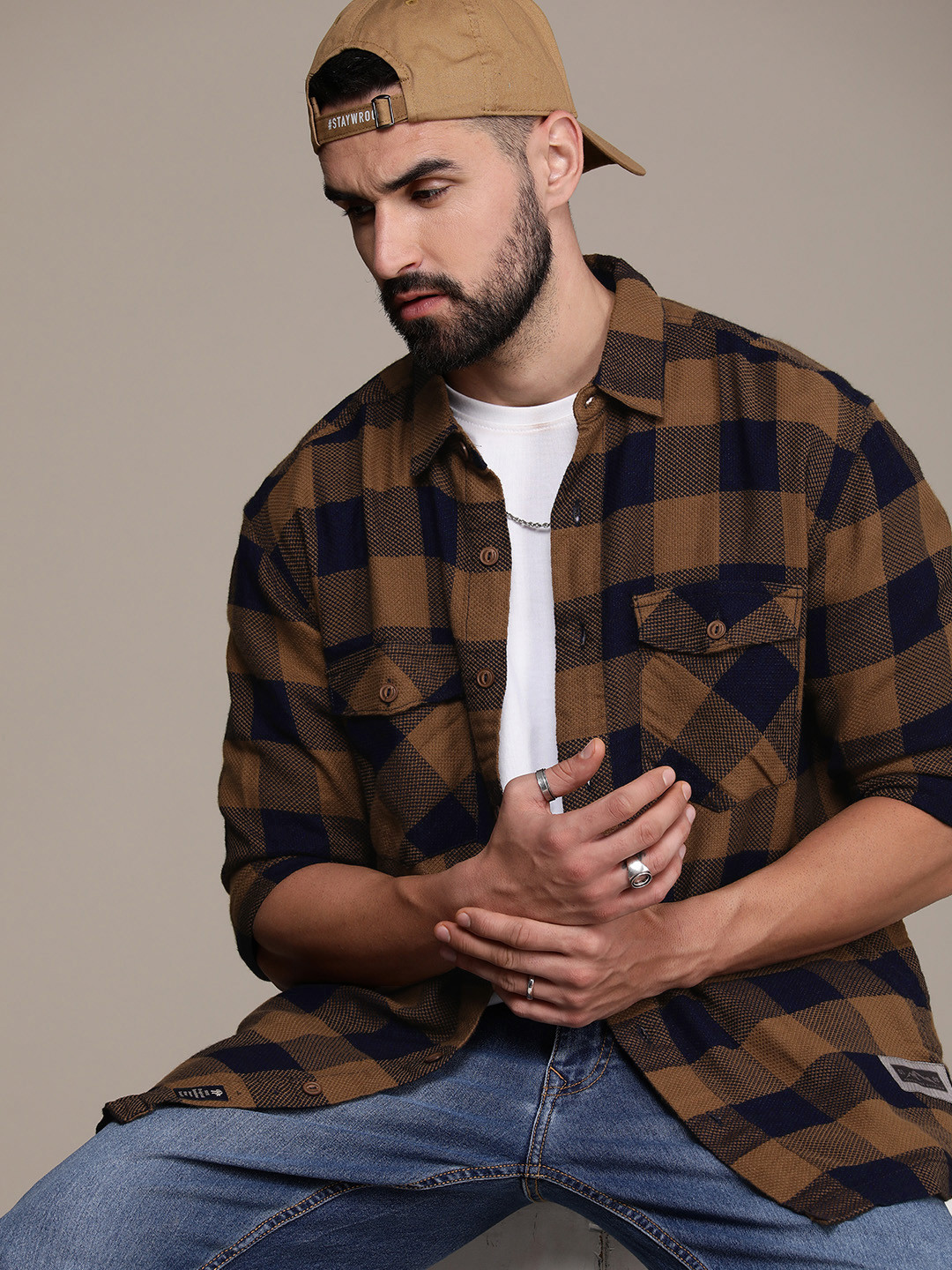 Buy Roadster Men Relaxed Buffalo Checked Pure Cotton Shacket - Shirts ...