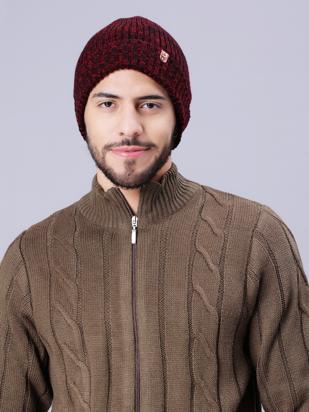 Buy Bharatasya Men Self Design Acrylic Beanie Caps - Caps for Men ...