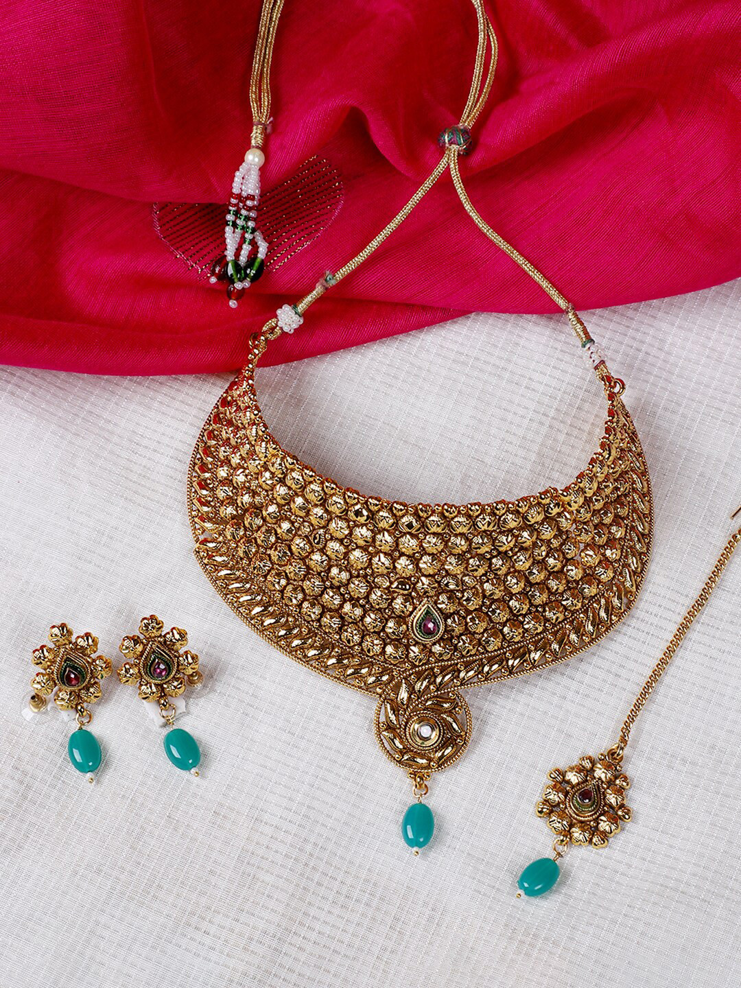 Buy FIROZA Gold Plated Kundan Studded Jewellery Set - Jewellery Set for ...