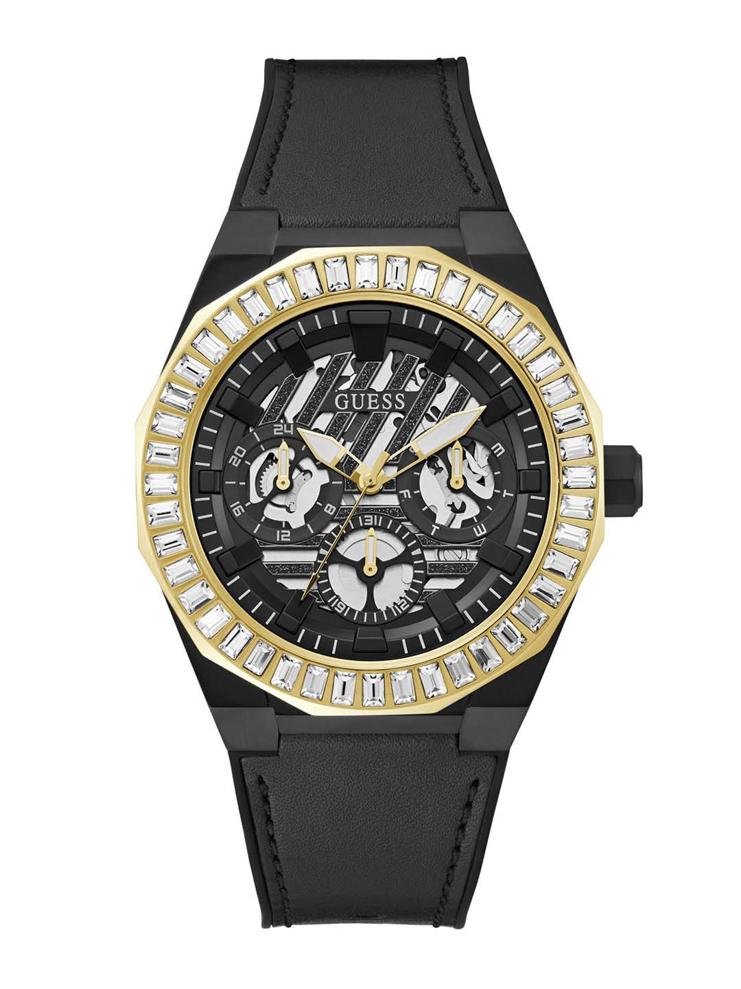 Buy GUESS Men Skeleton Dial & Leather Straps Analogue Watch GW0567G1 ...