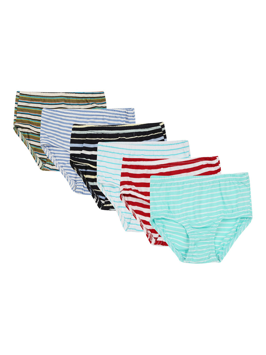 Buy RAINE AND JAINE Girls Pack Of 6 Striped Pure Cotton Mid Rise Basic ...