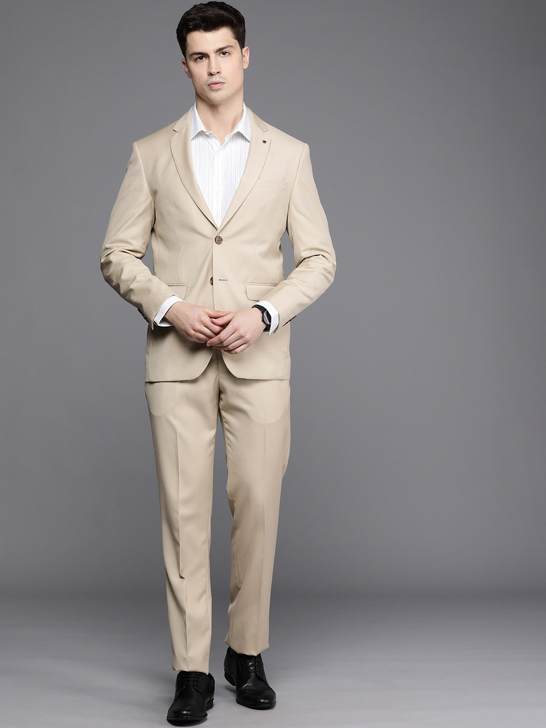 Buy Louis Philippe Slim Fit Self Design Single Breasted 2 Piece Formal ...