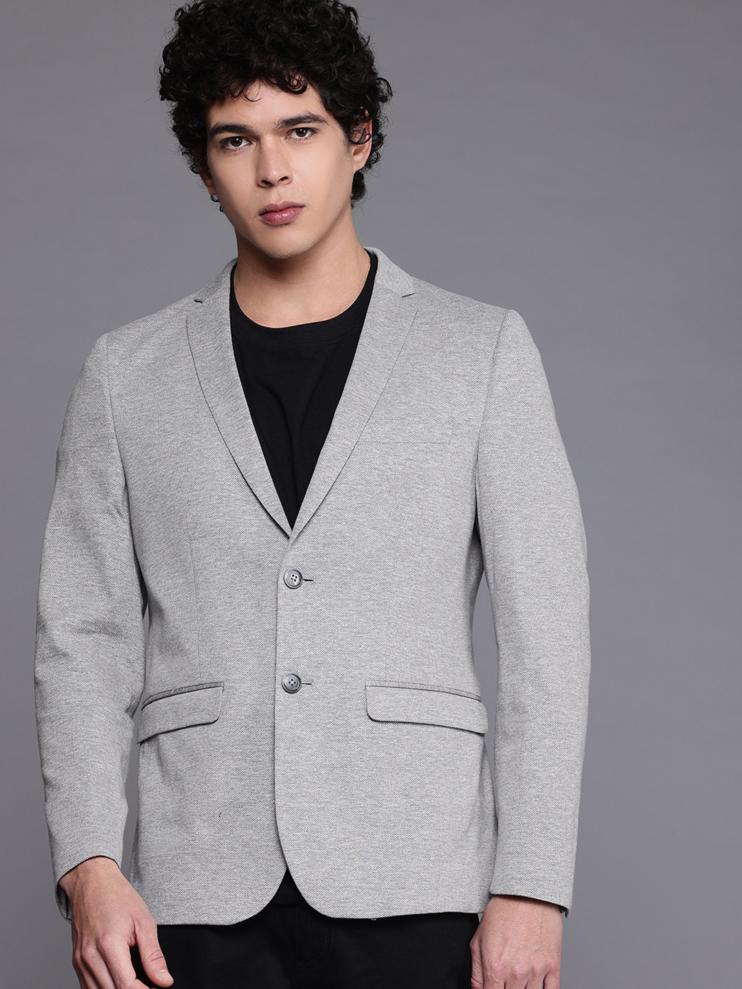 Buy Louis Philippe Sport Notched Lapel Single Breasted Super Slim Fit ...