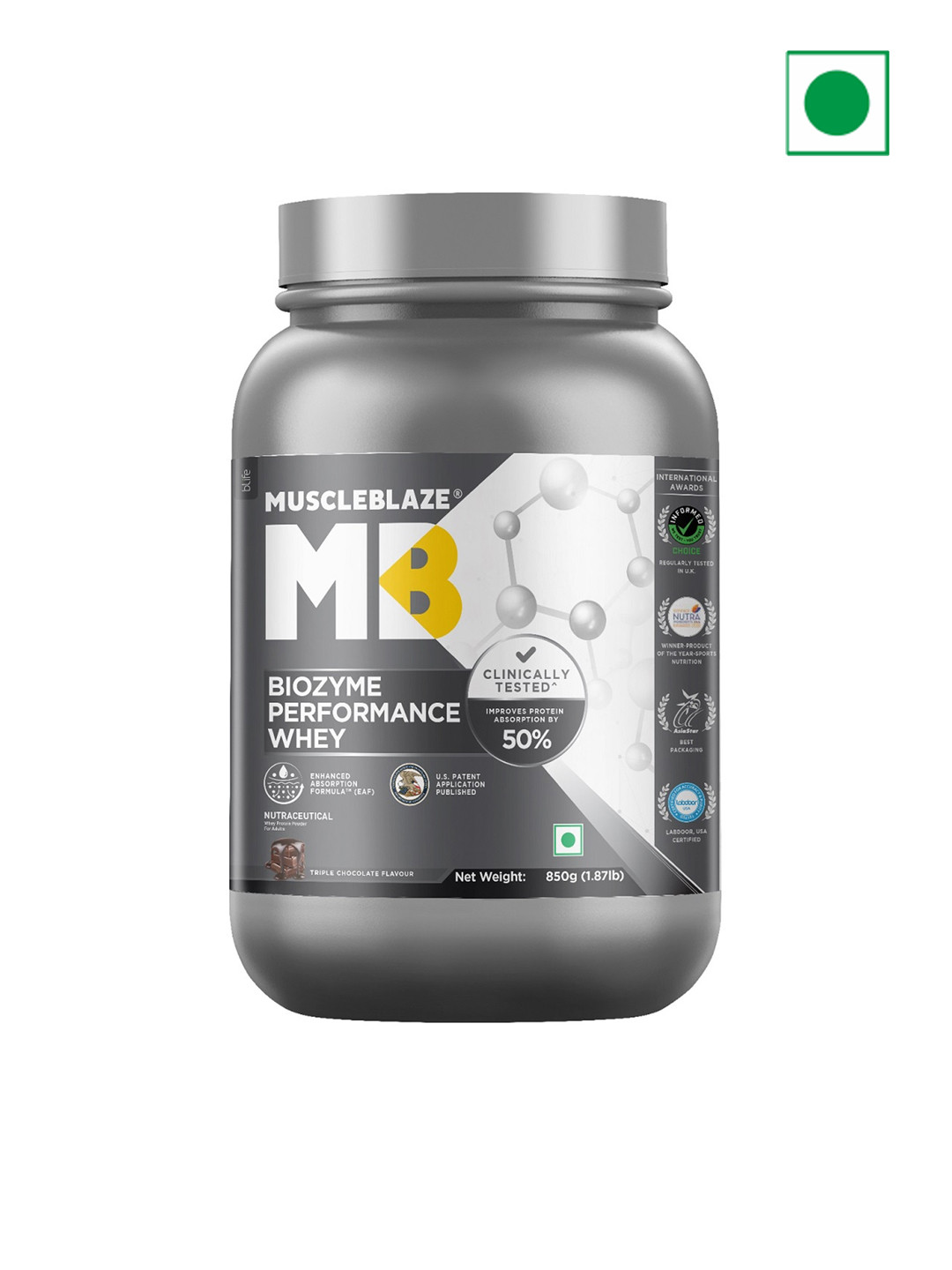 Buy MuscleBlaze Chocolate Flavour Biozyme Performance Whey Protein ...