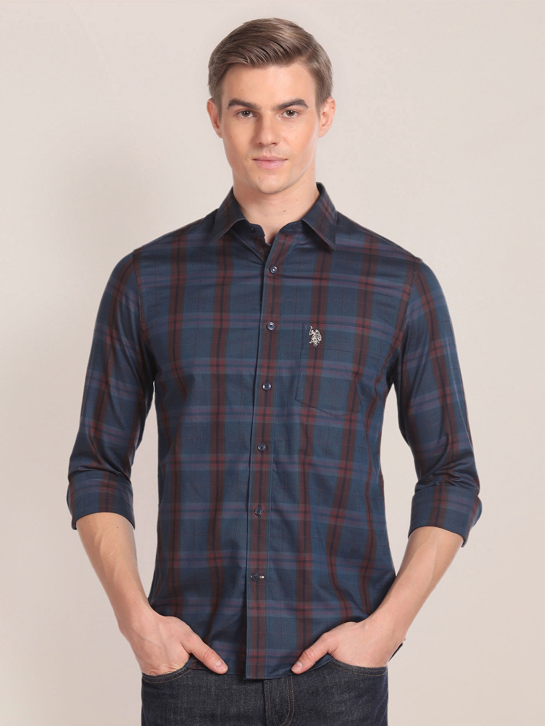 Buy U S Polo Assn Tartan Checks Opaque Pure Cotton Casual Shirt