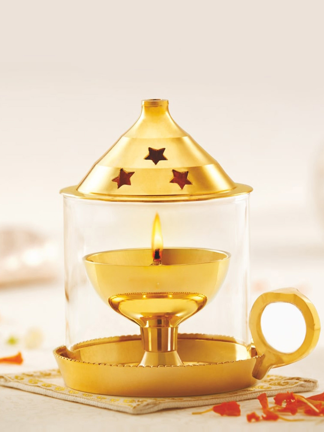 Buy BOROSIL Mangal Diya Yellow Decorative Glass Oil Lamp, Tea Light ...