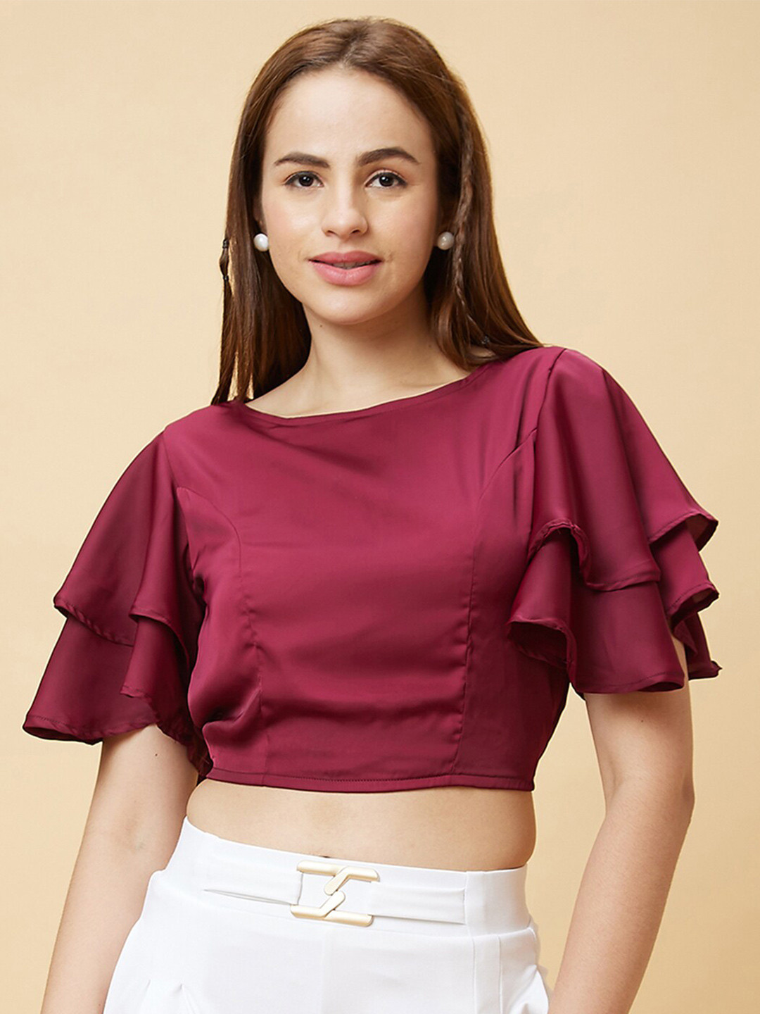 Buy Globus Flared Sleeves Crop Top - Tops for Women 25559792 | Myntra