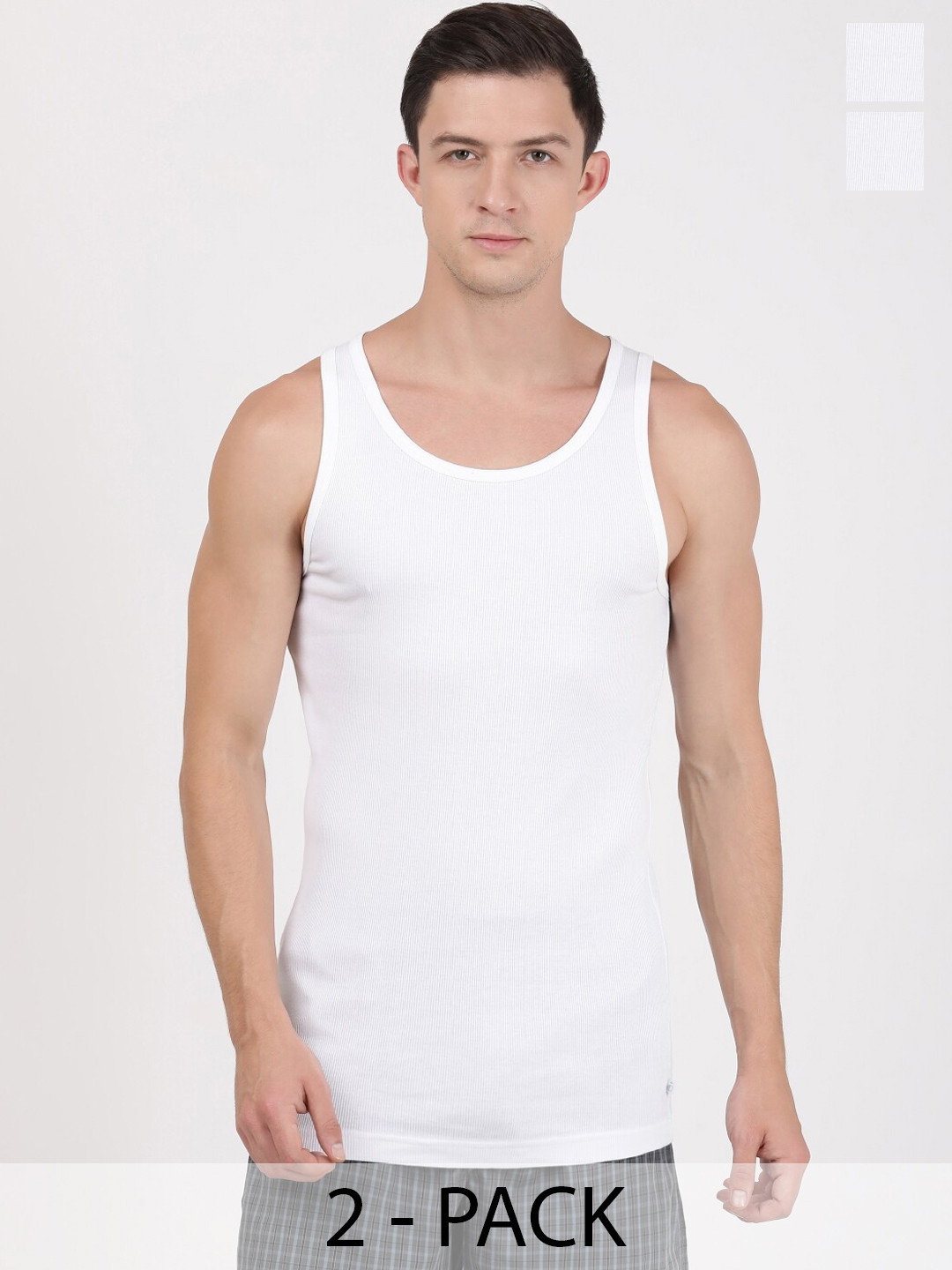 Buy Jockey Pack Of 2 Cotton Sleeveless Innerwear Vests 8823 0201 WHITE ...
