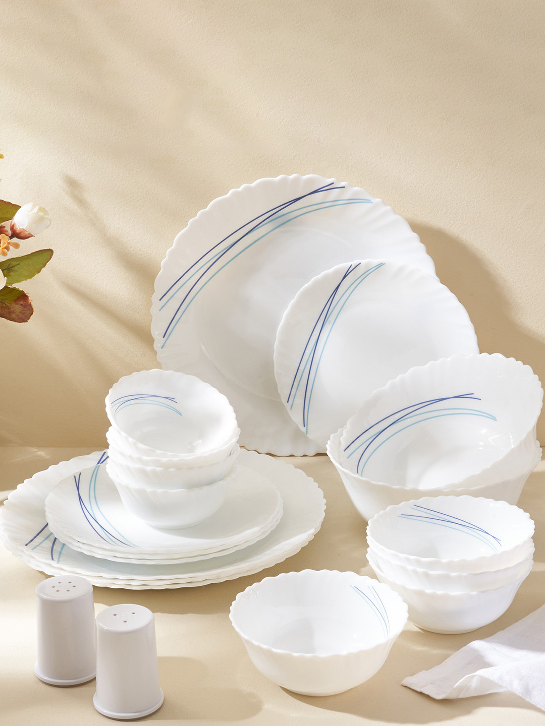 Buy Home Centre White 20 Pcs Printed Opalware Dinner Set - Dinner Set ...