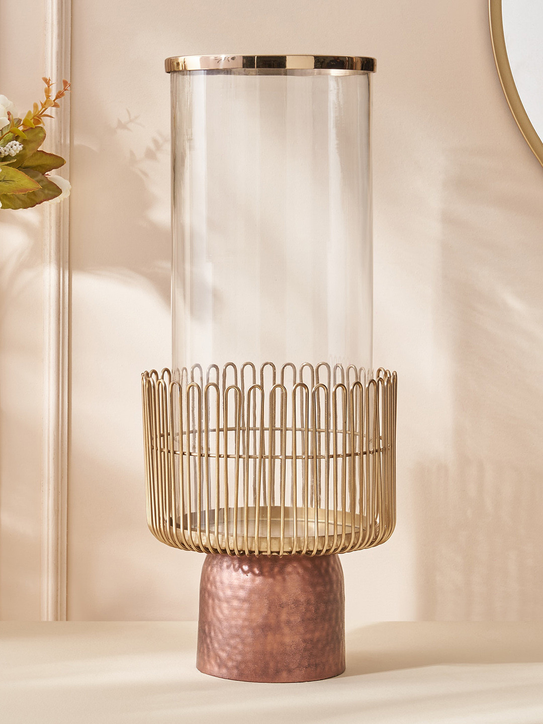 Buy Home Centre Beige Self Design Glass Vase With Base - Vases for ...