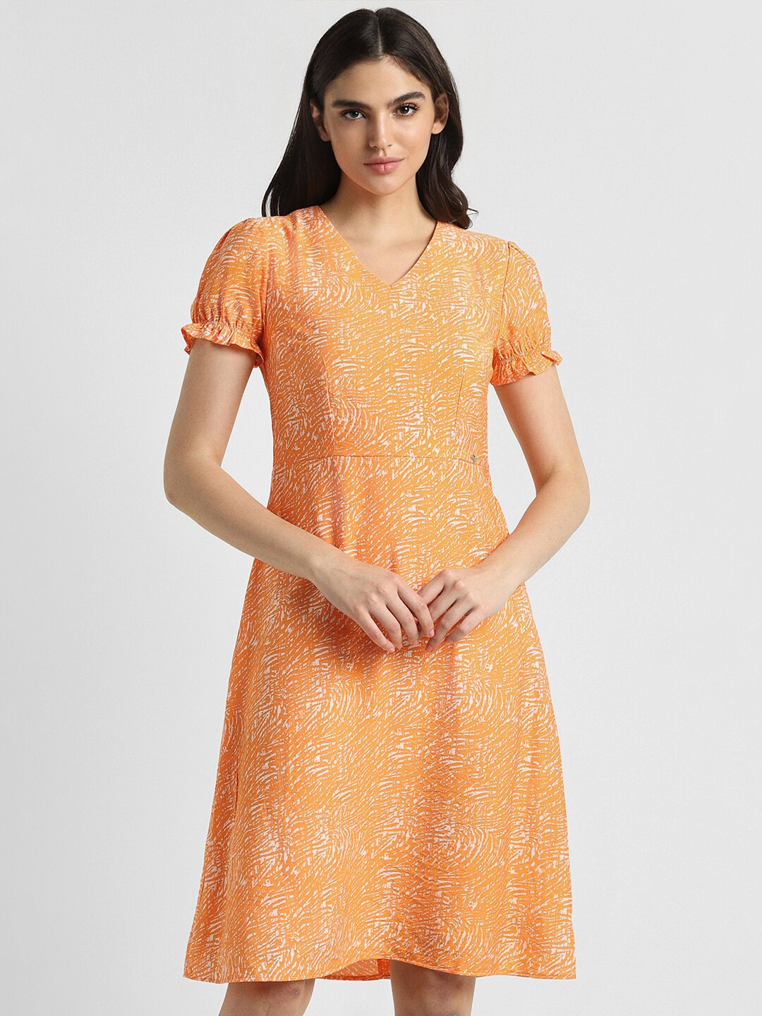 Buy Allen Solly Woman Abstract Printed V Neck A Line Dress - Dresses ...