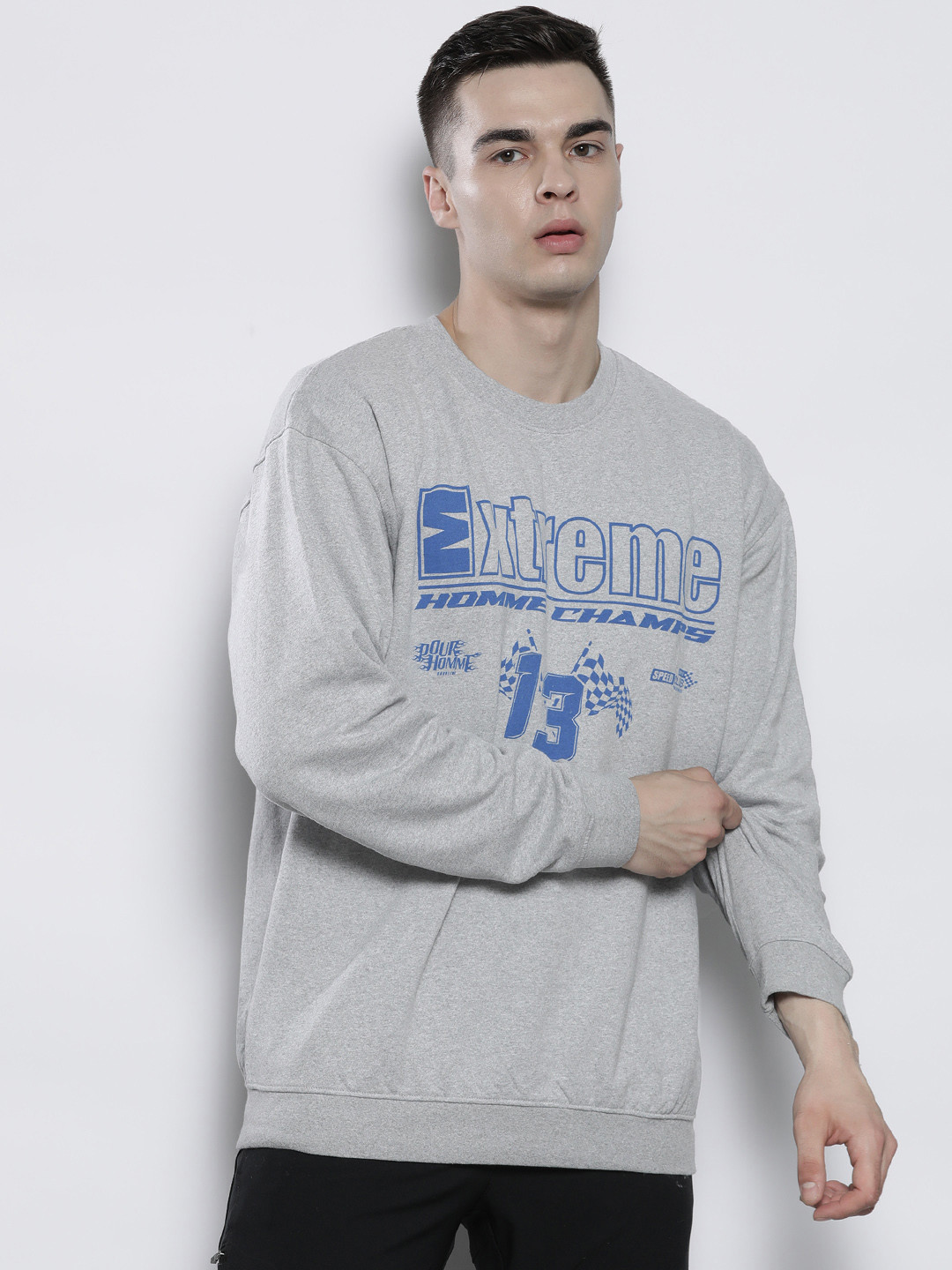 Buy BoohooMAN Oversized Moto Racing Printed Sweatshirt - Sweatshirts ...