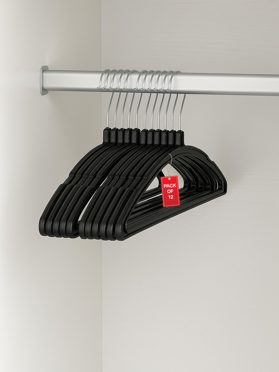 Buy Kuber Industries Black 12 Pieces Hangers - Hanger for Unisex ...