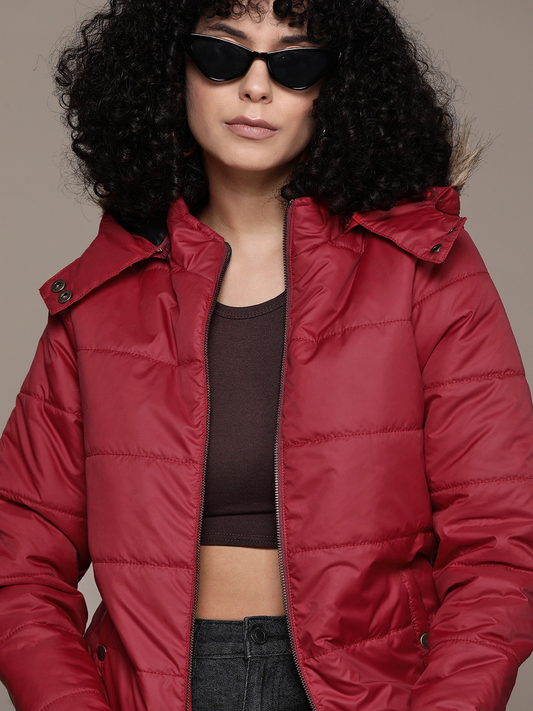 Buy Roadster Women Solid Outdoor Puffer Jacket - Jackets for Women ...