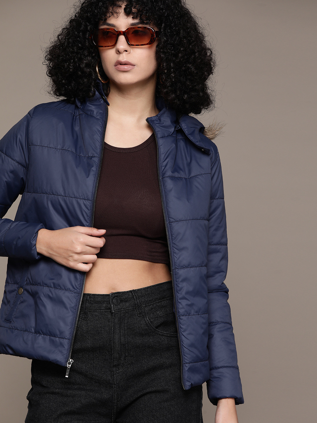 Buy Roadster Women Solid Outdoor Puffer Jacket - Jackets for Women ...