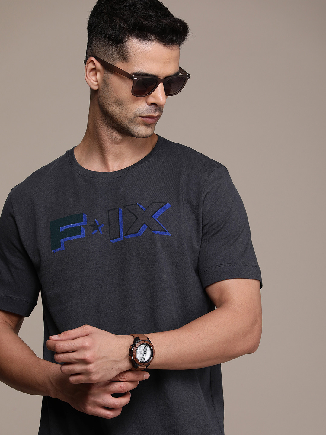 Buy FORCE IX Men Brand Logo Printed Pure Cotton T Shirt - Tshirts for ...