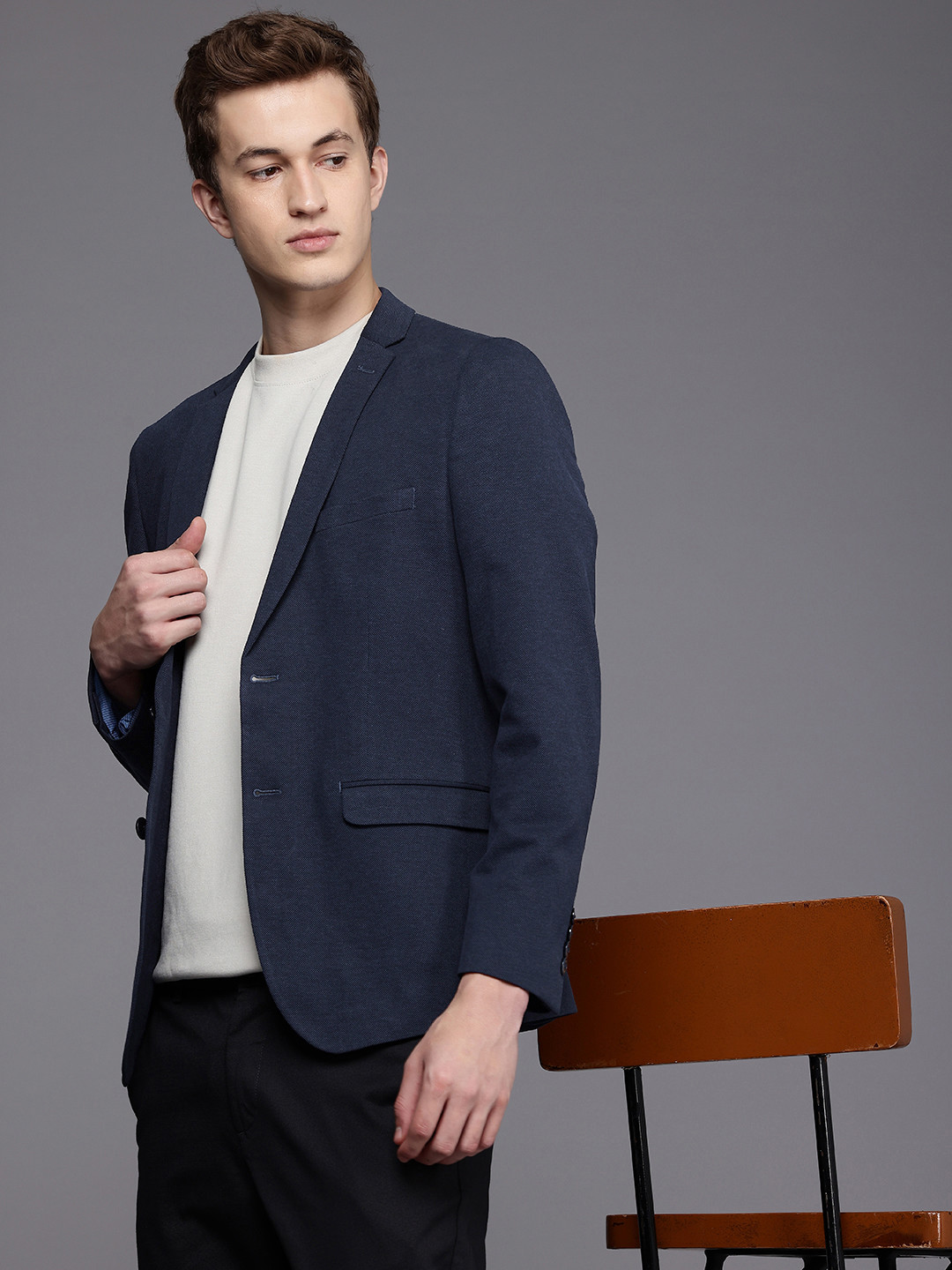 Buy Louis Philippe Sport Super Slim Fit Notched Lapel Collar Single ...