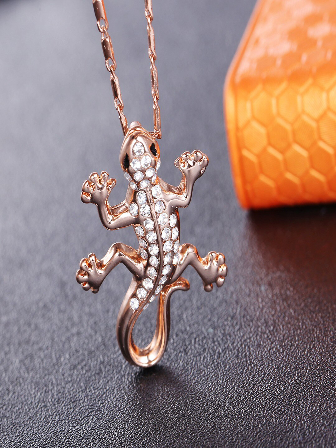 Buy UNIVERSITY TRENDZ Gold Plated Crystal Studded Lizard Shaped ...