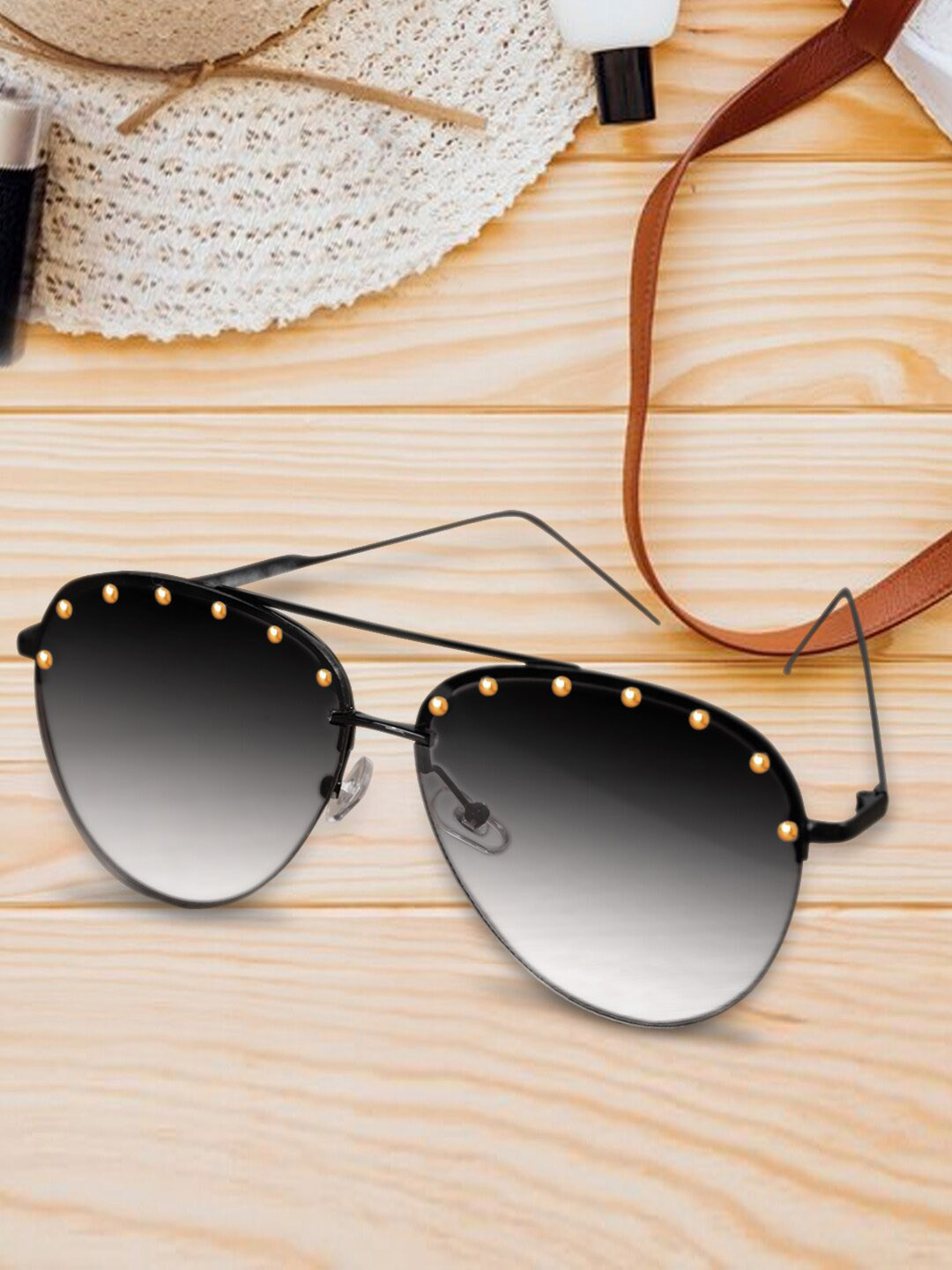 Buy Mast & Harbour Women Grey Aviator Sunglasses With UV Protected Lens ...