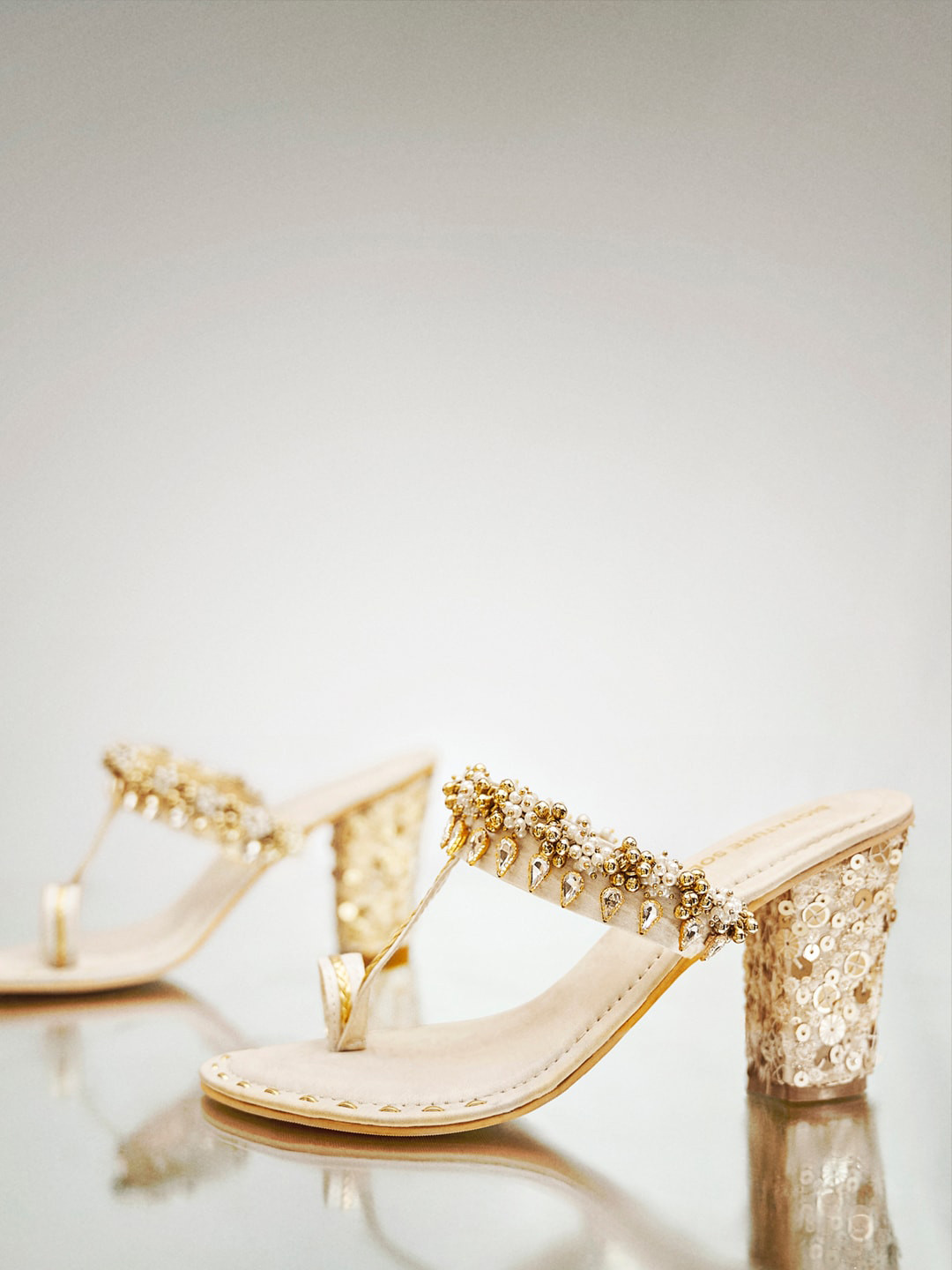 Buy Signature Sole Ethnic Embellished One Toe Block Heels - Heels for ...