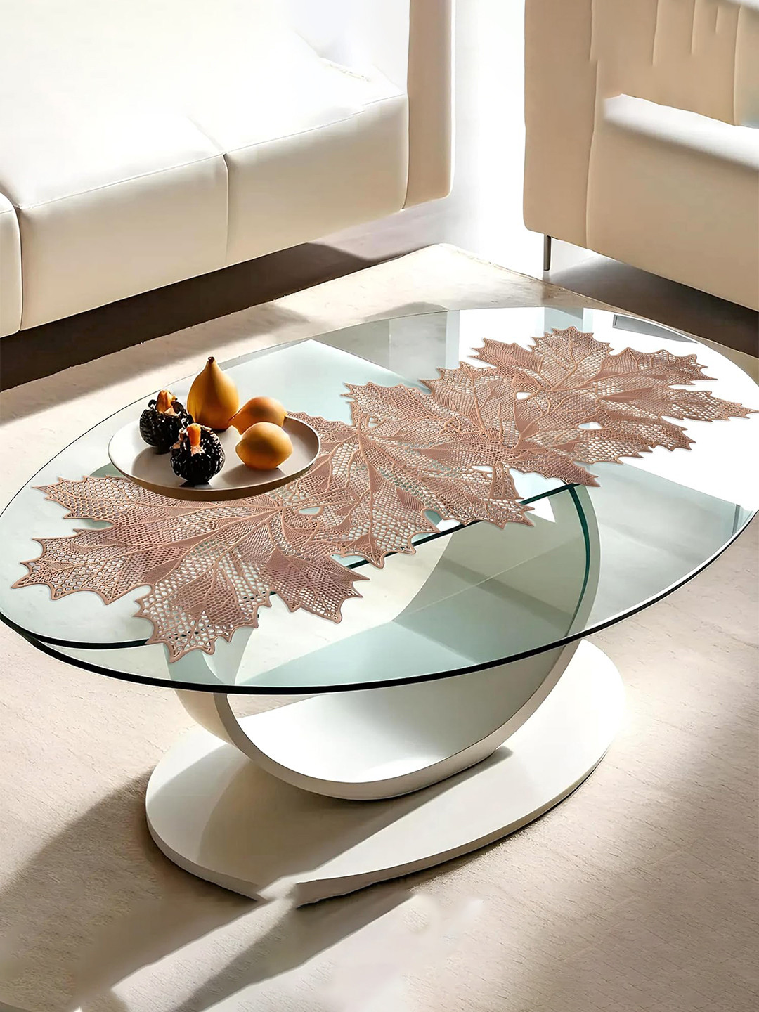 Buy Kuber Industries Copper Toned Leaf Design Table Runner - Runners ...