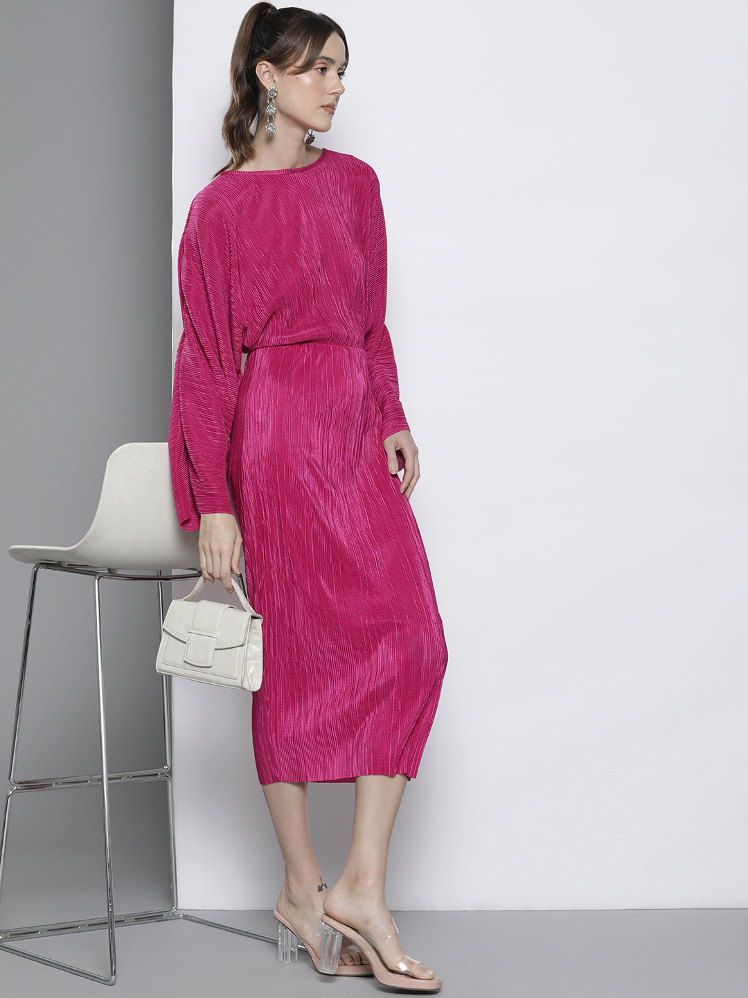 Buy Boohoo Petite Plisse Sheath Midi Dress - Dresses for Women 25581960 ...