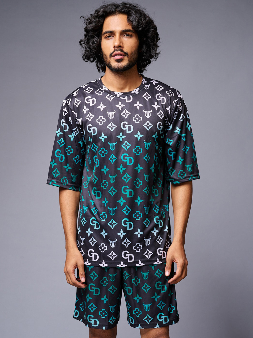 Buy GO DEVIL Brand Logo Printed Round Neck T Shirt With Shorts - Co ...