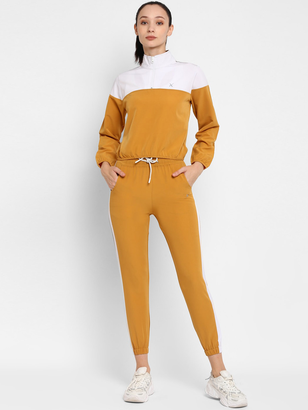 Buy HRX By Hrithik Roshan Mustard Colourblocked Mock Collar Long Sleeve ...
