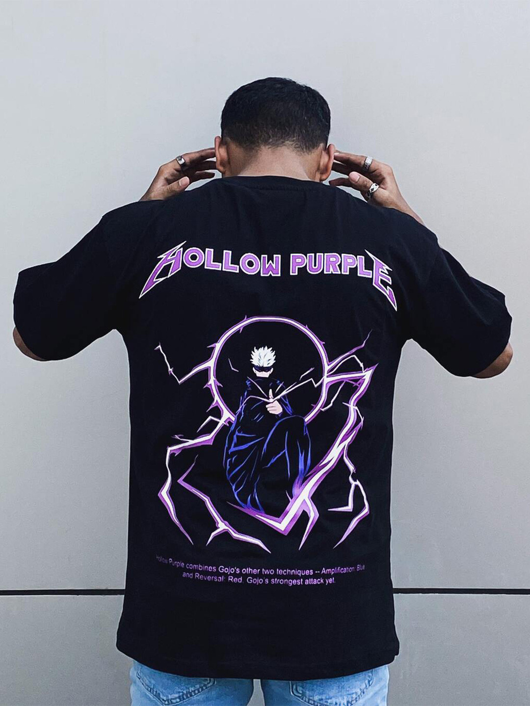 Buy ZAMS Superhero Gojo Graphic Printed Oversized Pure Cotton T Shirt ...