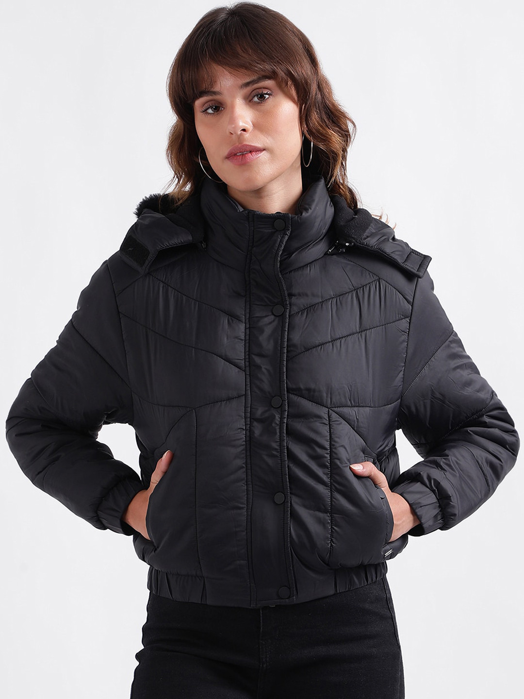 Buy ELLE Hooded Puffer Jacket - Jackets for Women 25601338 | Myntra