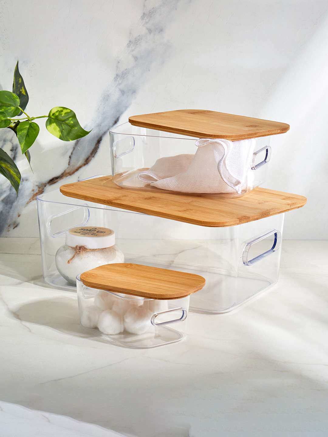 Buy Home Centre Regan Ridge Brown Storage Box With Bamboo Lid ...