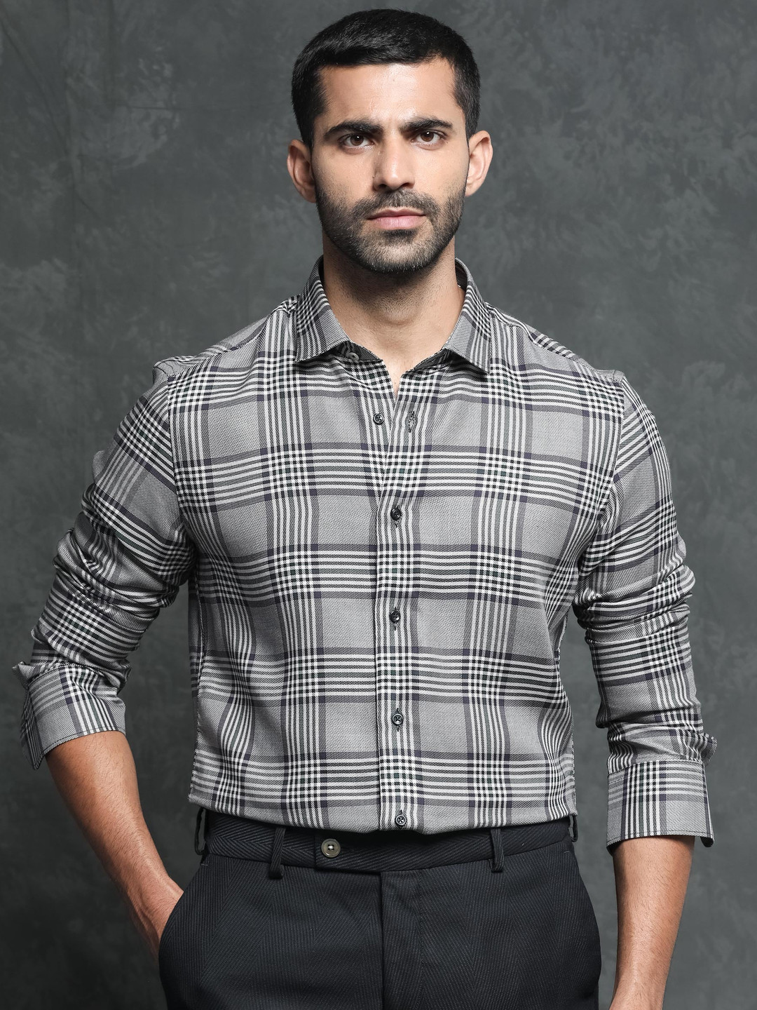 Buy RARE RABBIT Men Fredo Checked Slim Fit Opaque Shirt - Shirts for ...