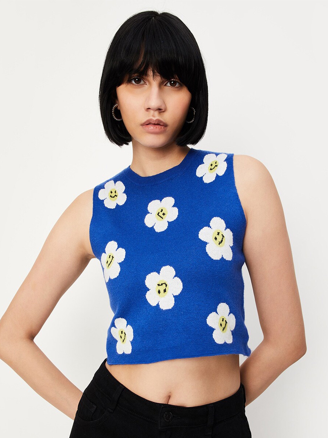 Buy Max Floral Printed Crop Fitted Top Tops For Women 25609800 Myntra