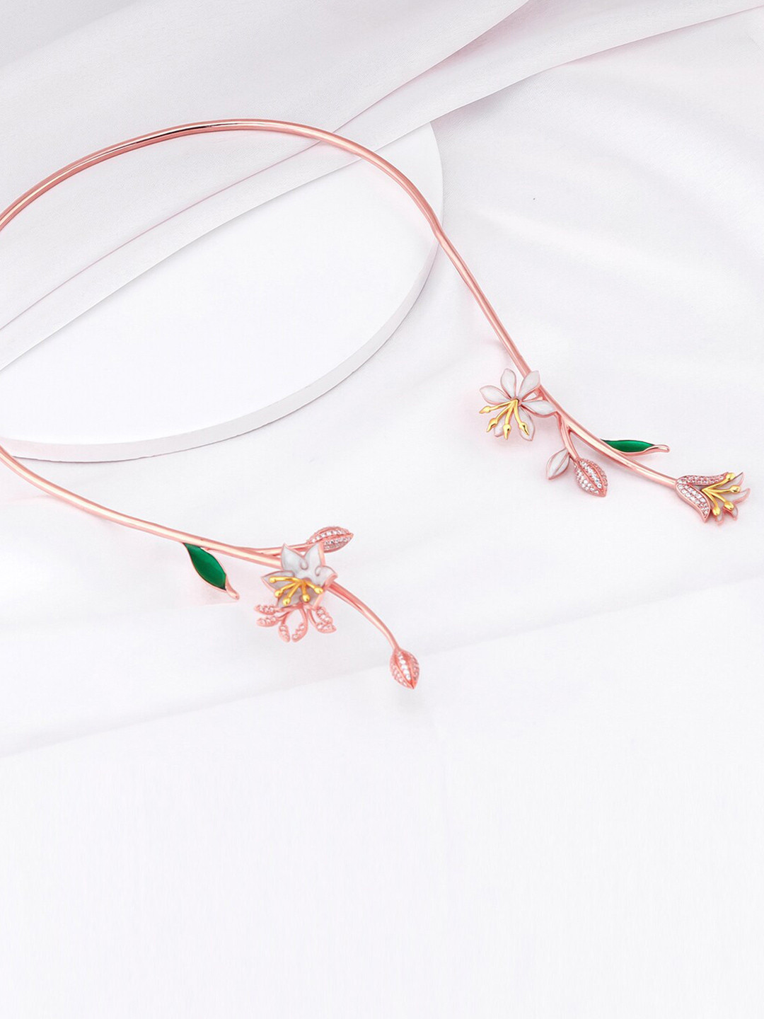 Buy GIVA Sterling Silver Rose Gold Plated Cubic Zirconia Stone Studded ...