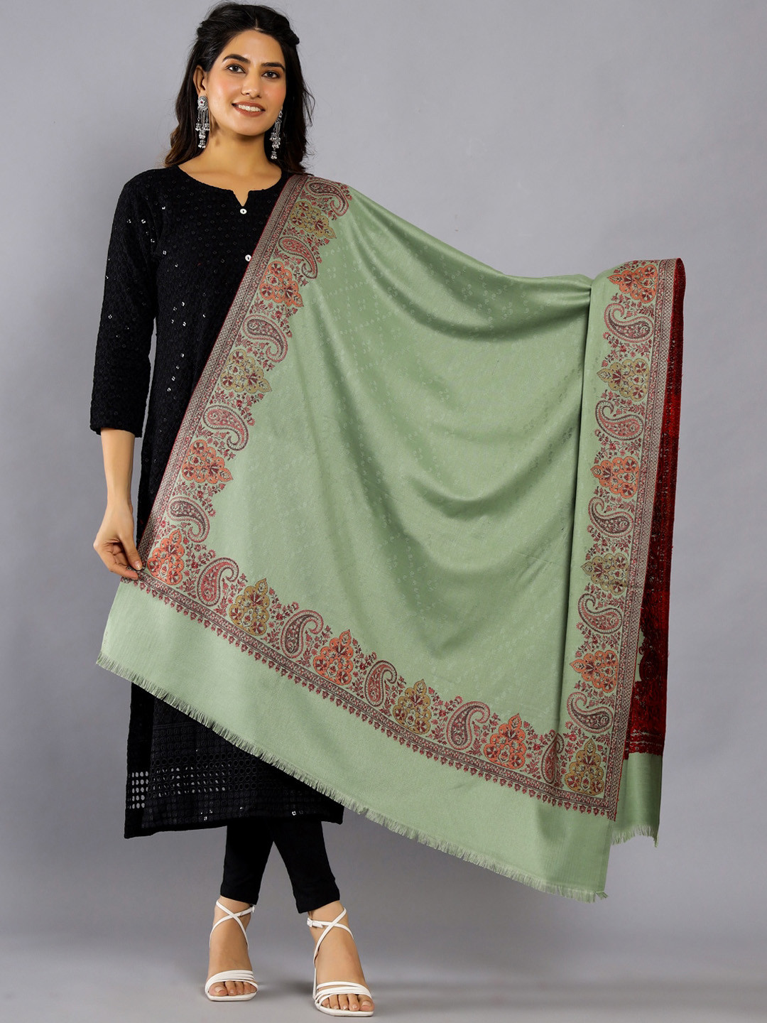 Buy HANDICRAFT PALACE Woven Design Paisley Wool Shawl - Shawl for Women ...