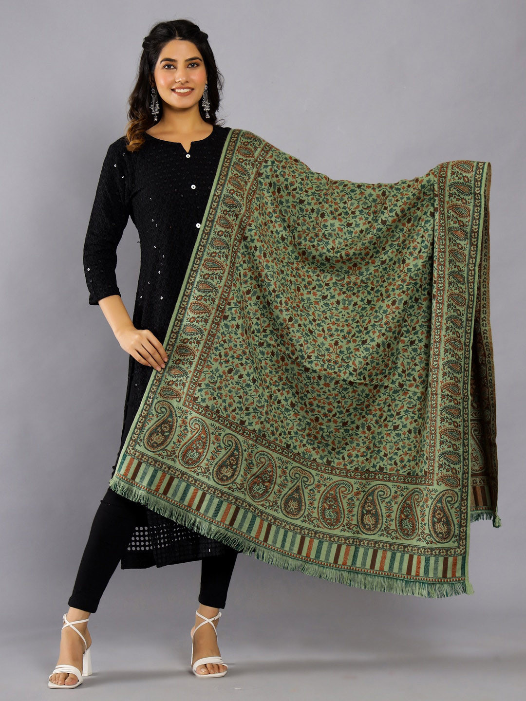Buy HANDICRAFT PALACE Ethnic Motifs Woven Design Shawl - Shawl for ...
