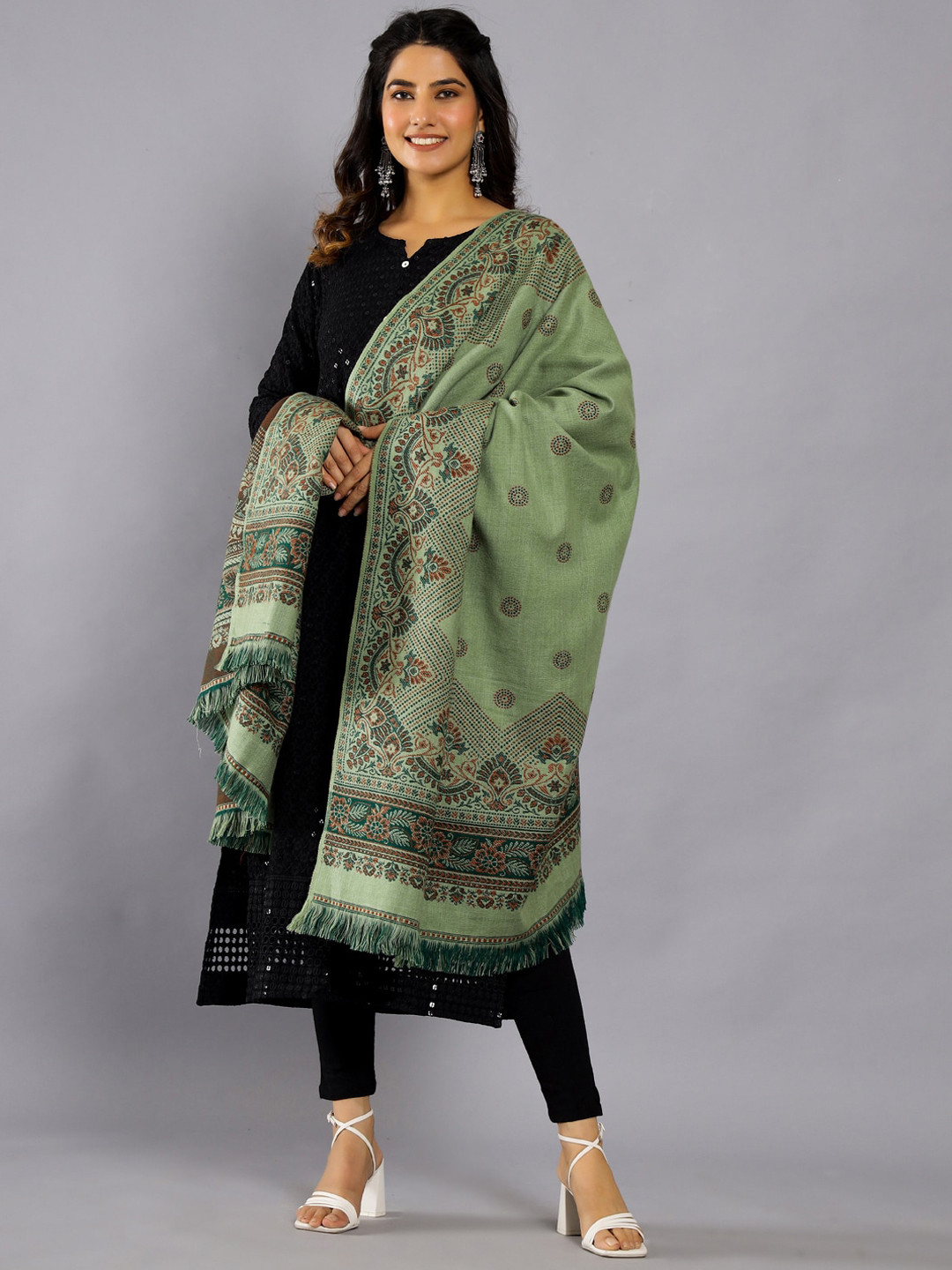 Buy HANDICRAFT PALACE Ethnic Motifs Woven Design Shawl - Shawl for ...