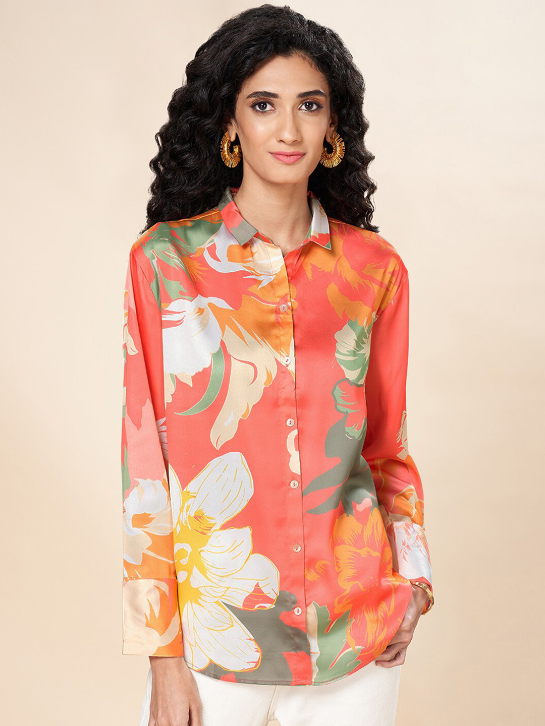 Buy Marigold Lane Floral Printed Shirt Style Top - Tops for Women ...