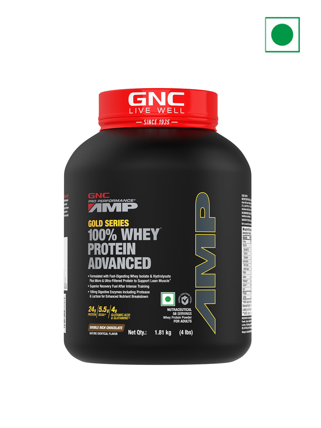 Buy GNC AMP Gold Series 100% Whey Protein Advanced Double Rich ...
