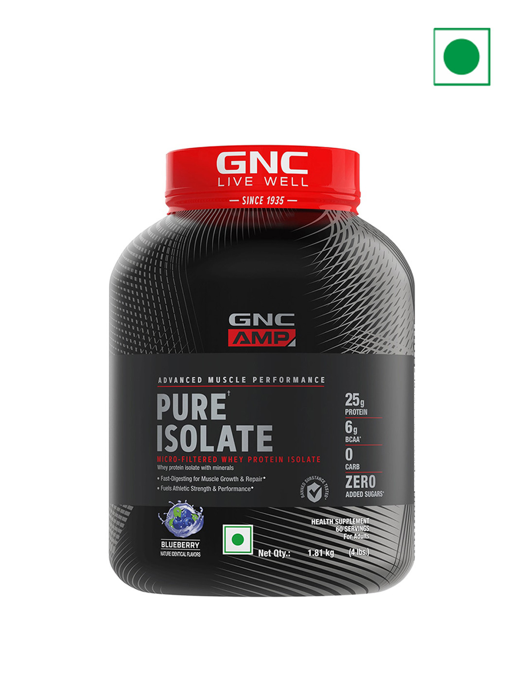 Buy GNC AMP Pure Isolate Zero Carb Blueberry Whey Protein 1.8 Kg ...