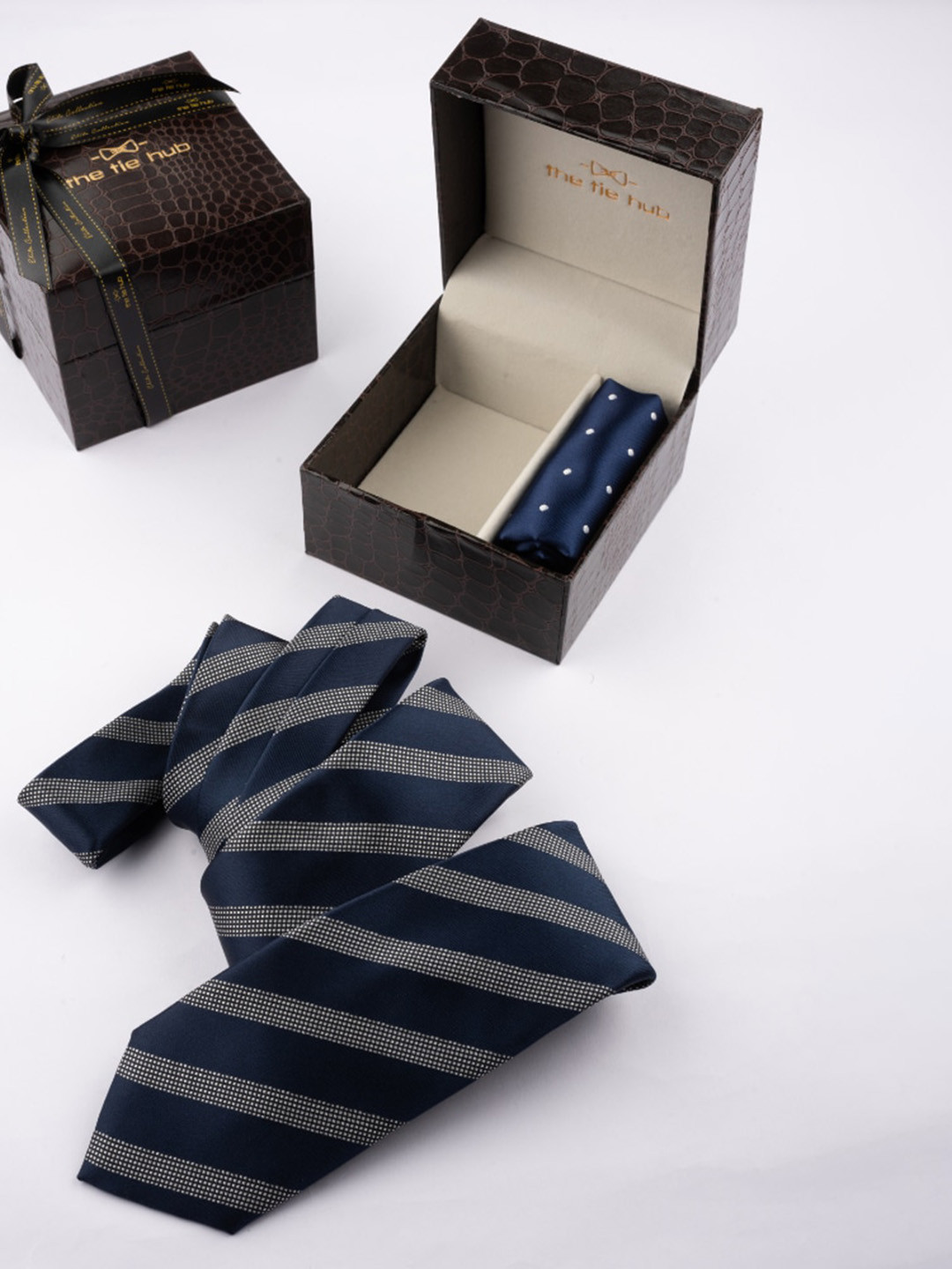 Buy The Tie Hub Men Striped Necktie With Pocket Square Accessory Gift ...