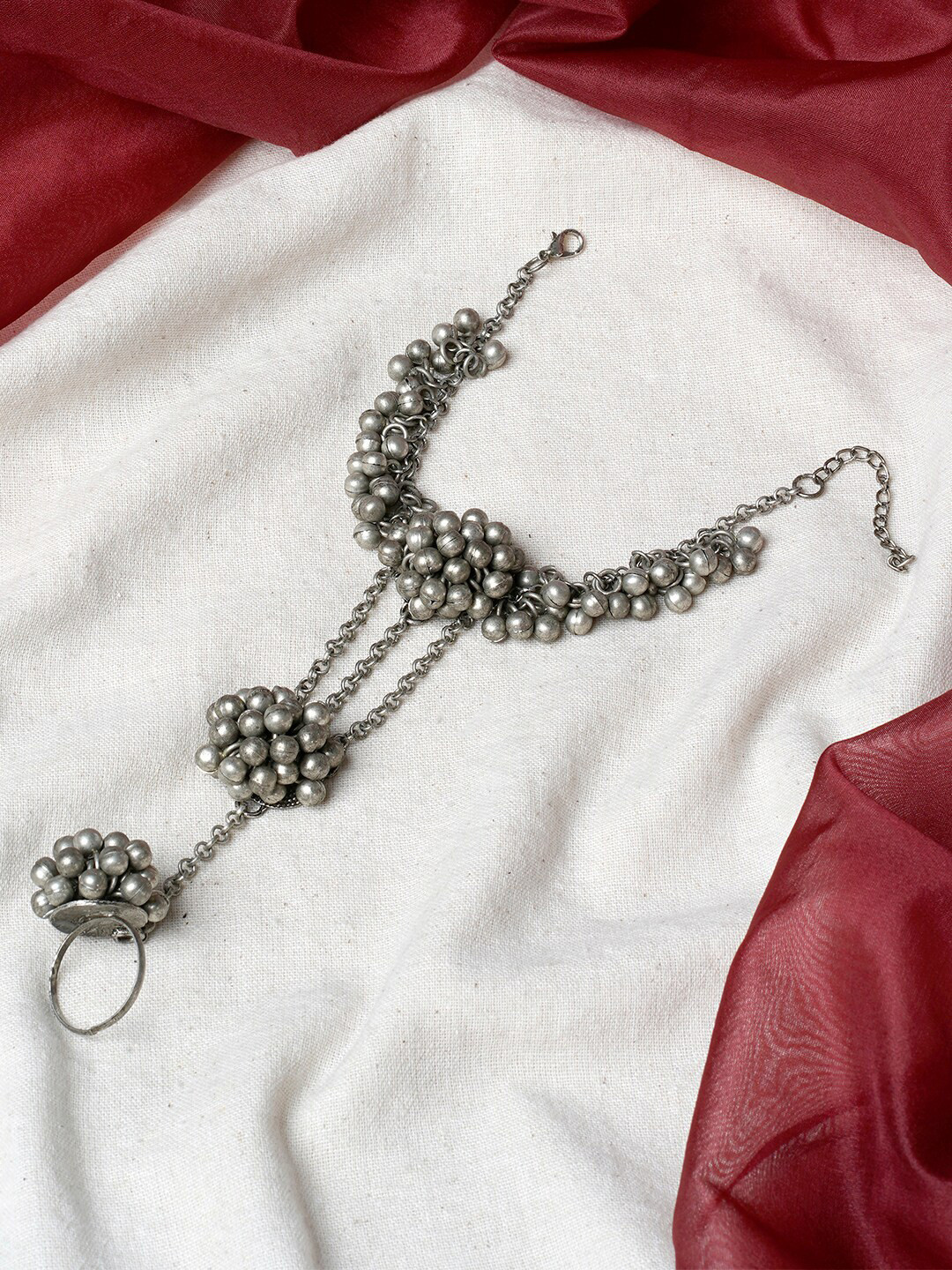 Buy TEEJH Women Silver Plated Oxidised Armlet Bracelet - Bracelet for ...