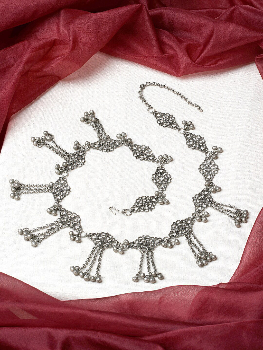 Buy TEEJH Silver Plated Oxidised Waist Chain - Saree Accessories for ...