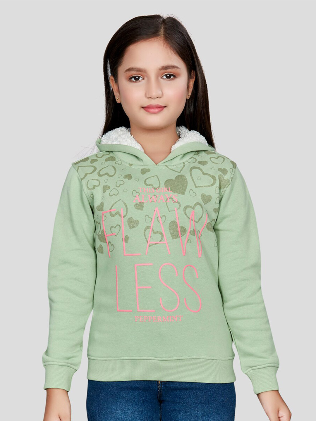 Buy Peppermint Girls Printed Hooded Sweatshirt - Sweatshirts for Girls ...