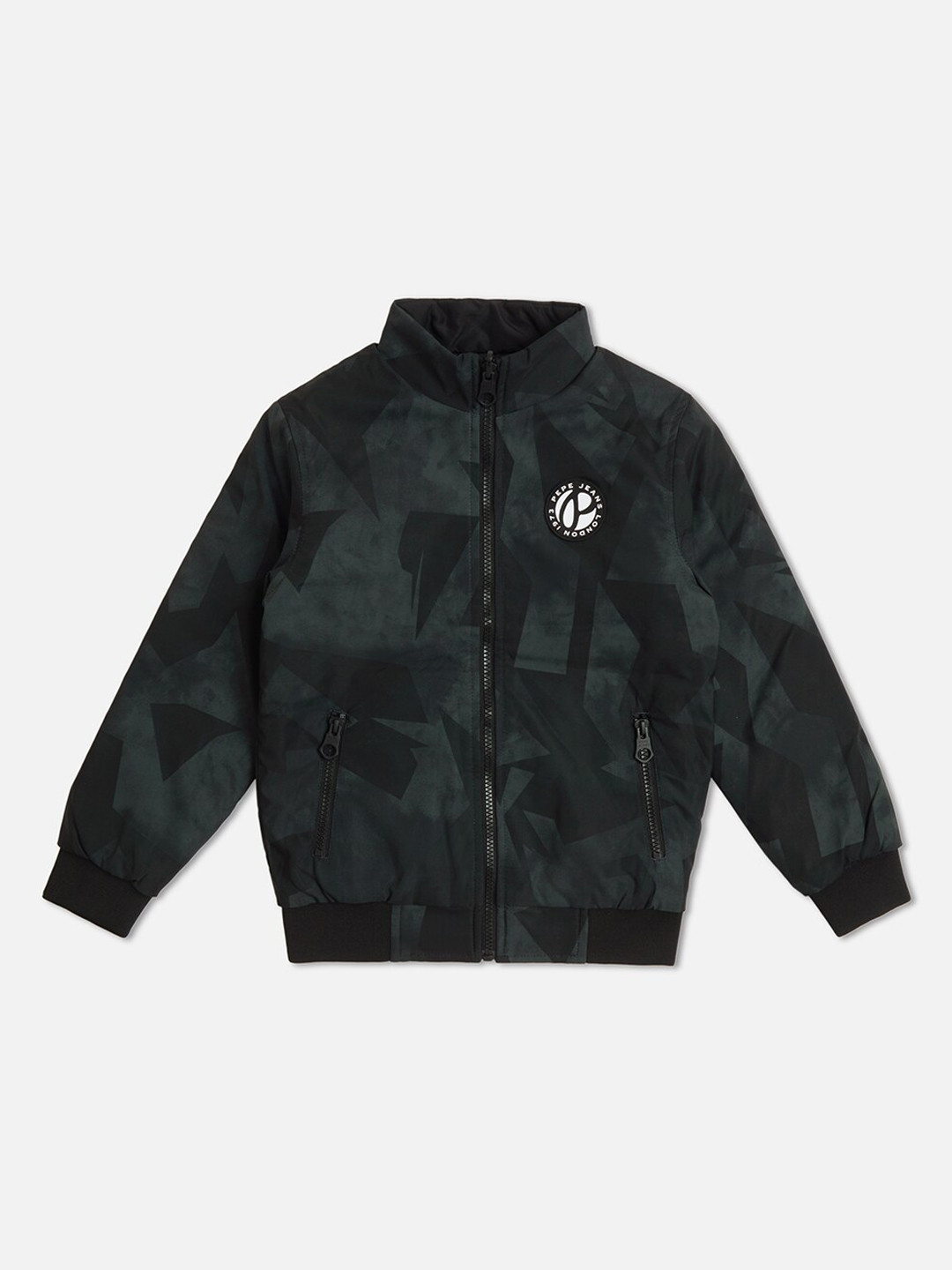 Buy Pepe Jeans Boys Printed Mock Collar Reversible Bomber Jacket ...