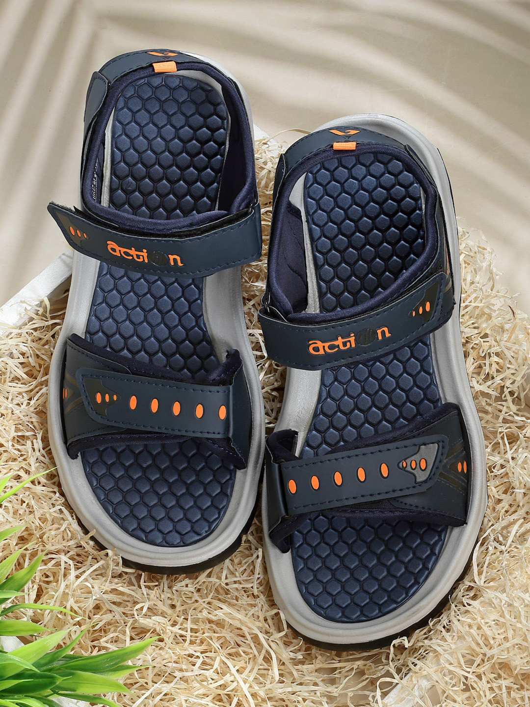 Buy Action Men Textured Lightweight Sports Sandals With Velcro ...