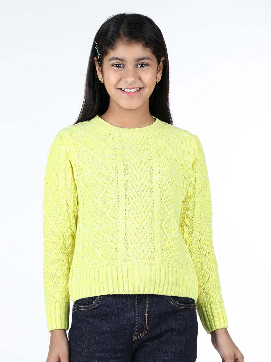 Buy Wingsfield Girls Cable Knit Acrylic Pullover Sweater - Sweaters for ...