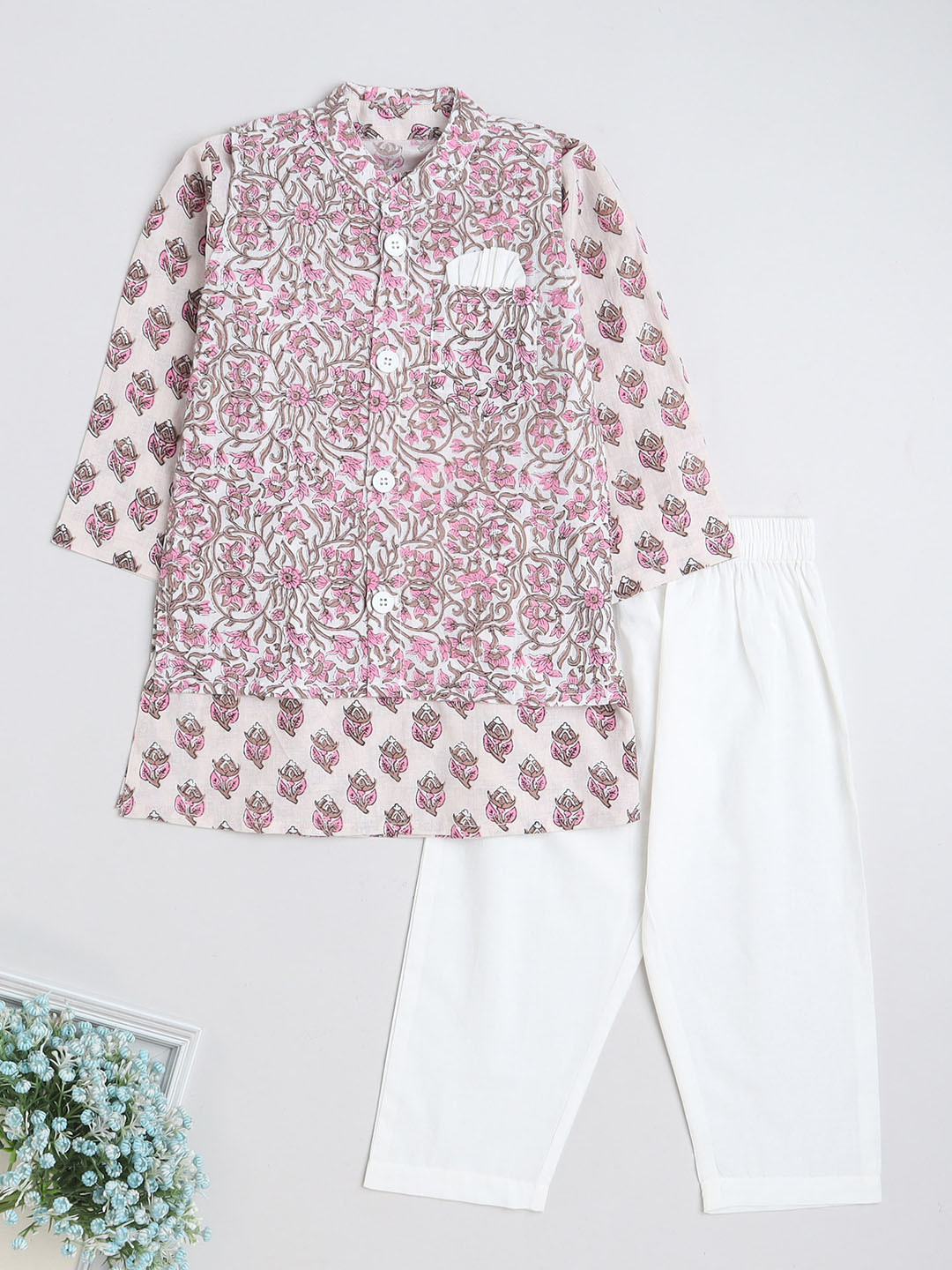 Buy The Magic Wand Boys Ethnic Motifs Printed Pure Cotton Kurta With ...